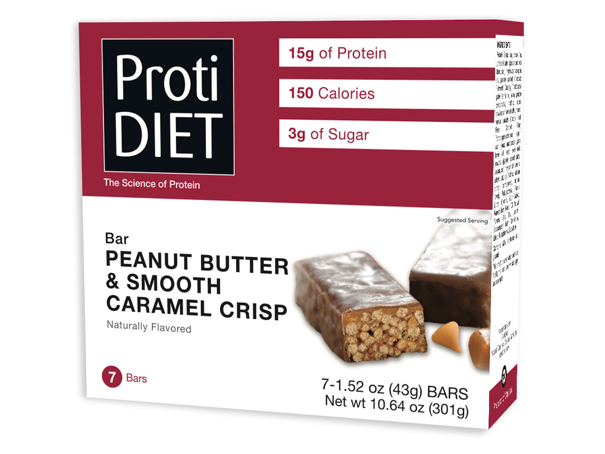 ProtiDIET Peanut Butter & Smooth Caramel Crisp Bar (7/Box) – NutriWise