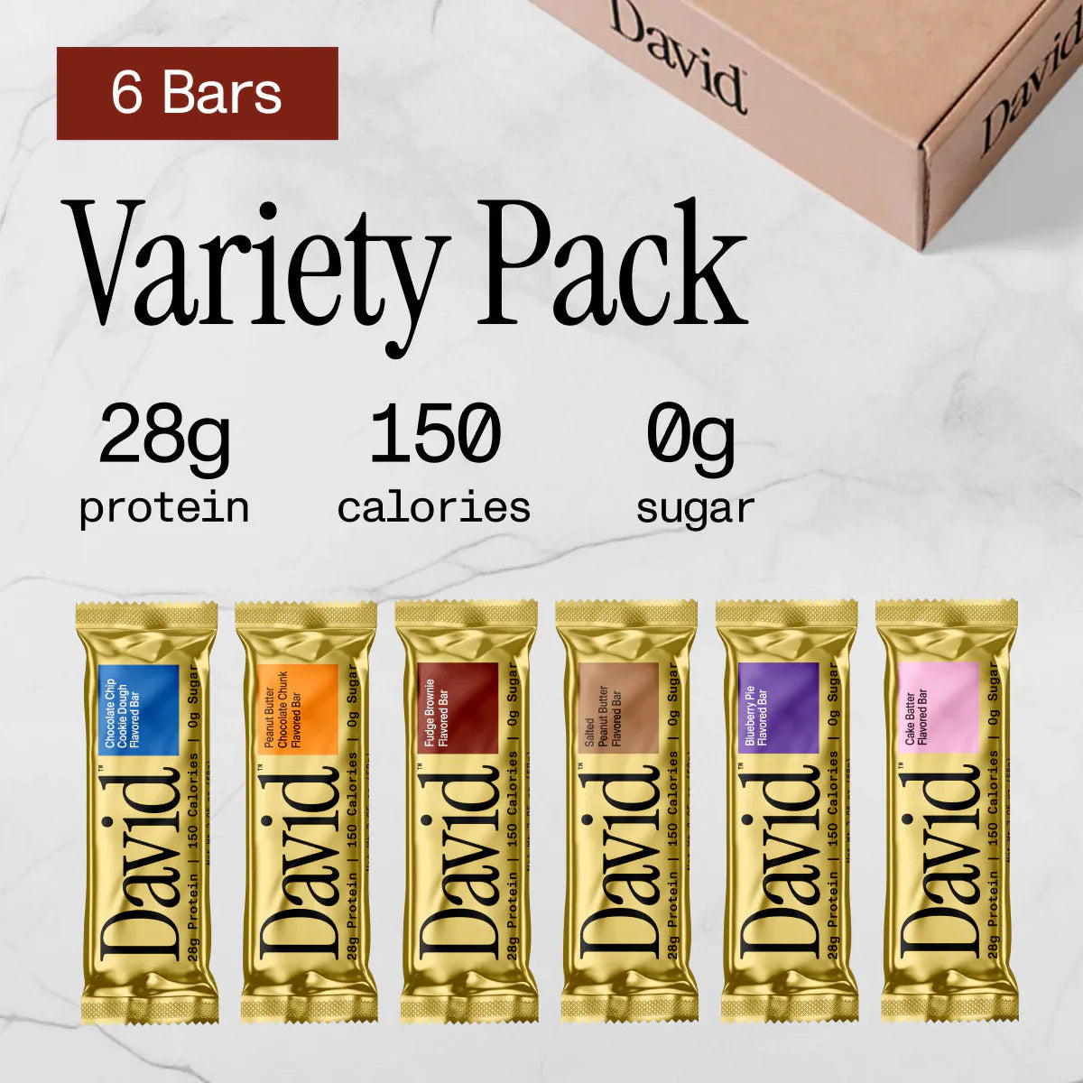 David Bars Variety Pack | High Protein 28g (6ct) – NutriWise